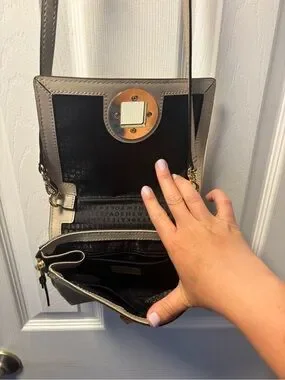 kate spade | Bags | Kate Spade Taupe Crossbody With Black Circular Logo ...